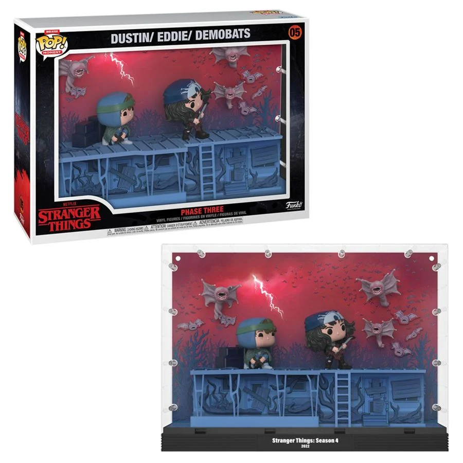 Funko Pop Moments Stranger Things Dustin Eddie Demobats Funko, Funko ...