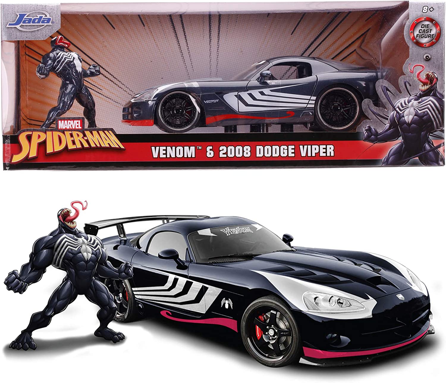 Jada Toys Marvel Venom 2008 Dodge Viper 1 24 Marvel, Die - Cast Modeller
