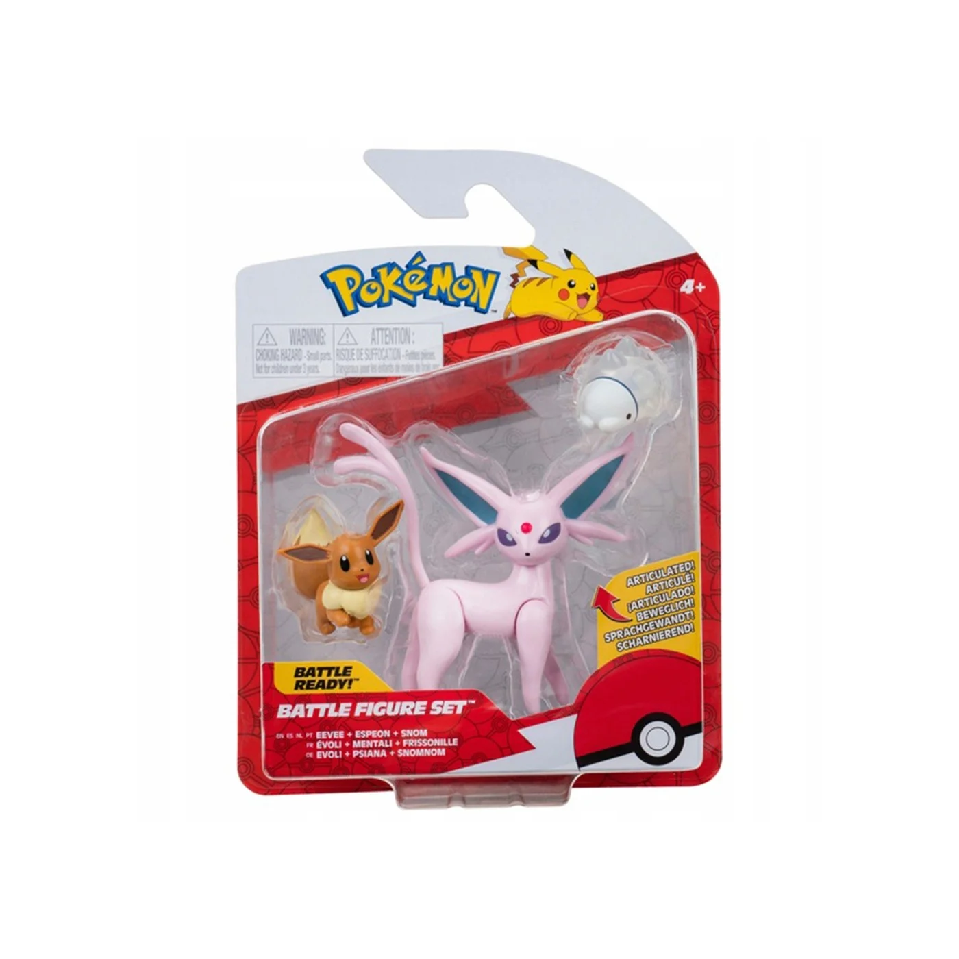 Jazwares Pokemon Battle 3 Figures Pack Eevee Espeon Snom Pokemon, Mini Figürler