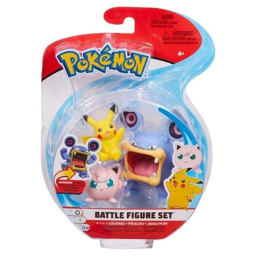 Jazwares Pokemon Battle Figure 3lu Set Pikachu Jigglypuff Loudred