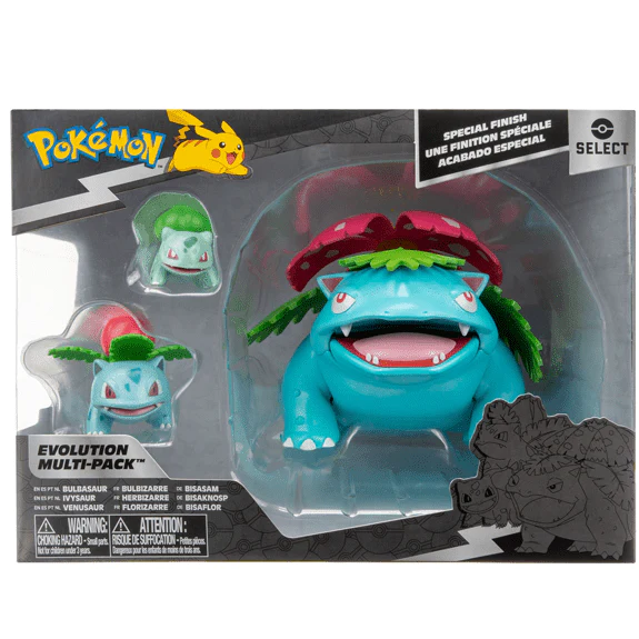 Jazwares Pokemon Select Super Action Figure Bulbasaur and Ivysaur and Venusaur Pokemon, Aksiyon ...