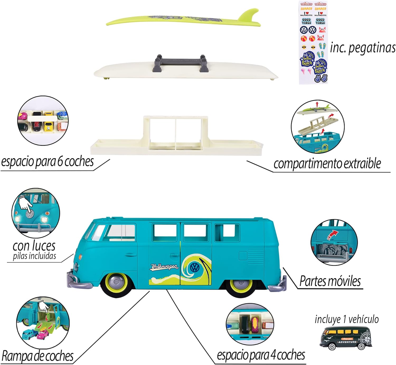 Majorette Volkswagen The Originals T1 Carry Case and Car Die - Cast ...